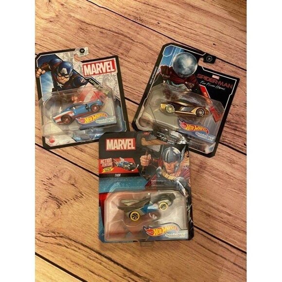 Marvel | Toys | Marvel Hot Wheels Vehicles Characters Spiderman Captain ...